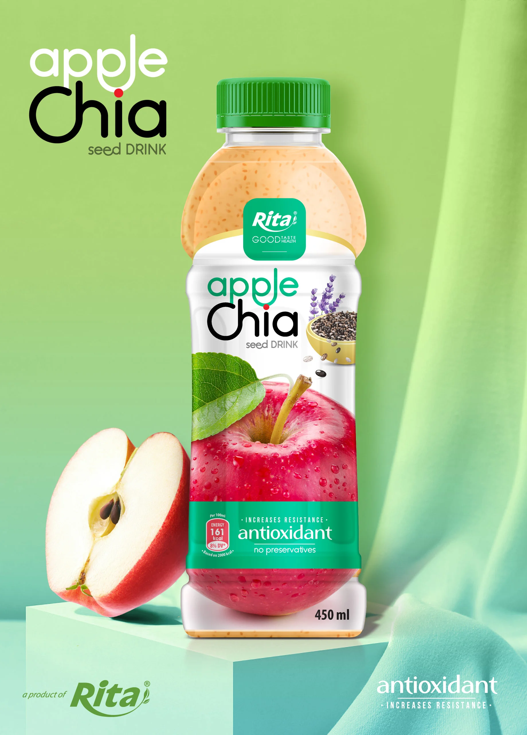 450ml Pet Bottle Apple Flavor Chia Seed Drink - Beverage Manufacturer