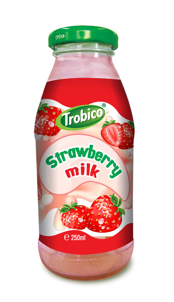 250ml Strawberry milk Glass bot - Beverage Manufacturer