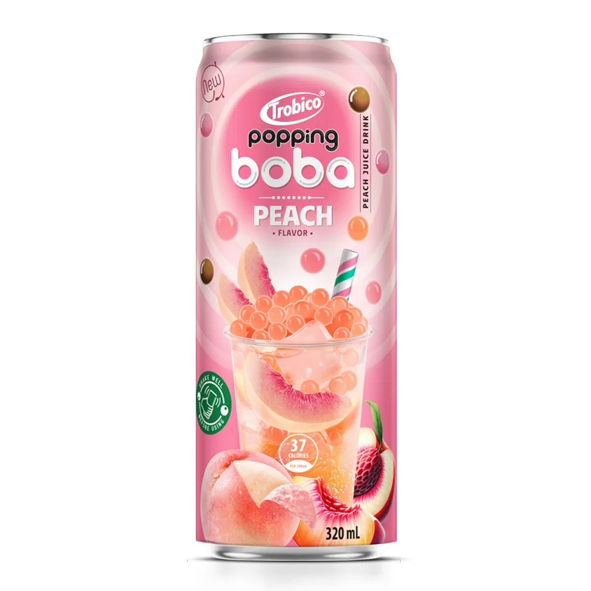 Popping Boba Peach Flavor 320ml Can - Beverage Manufacturer